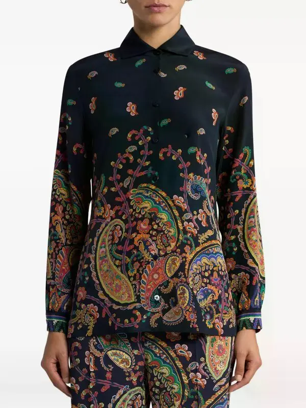 Etro Silk Printed Shirt - Blue