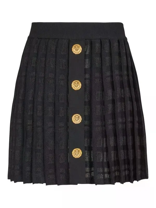 Balmain Plaid Pleated Skirt