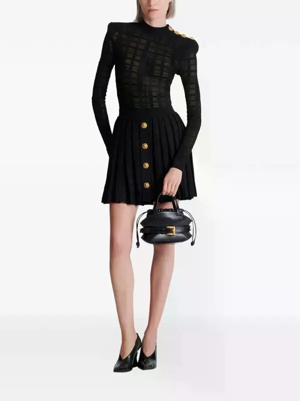 Balmain Plaid Pleated Skirt
