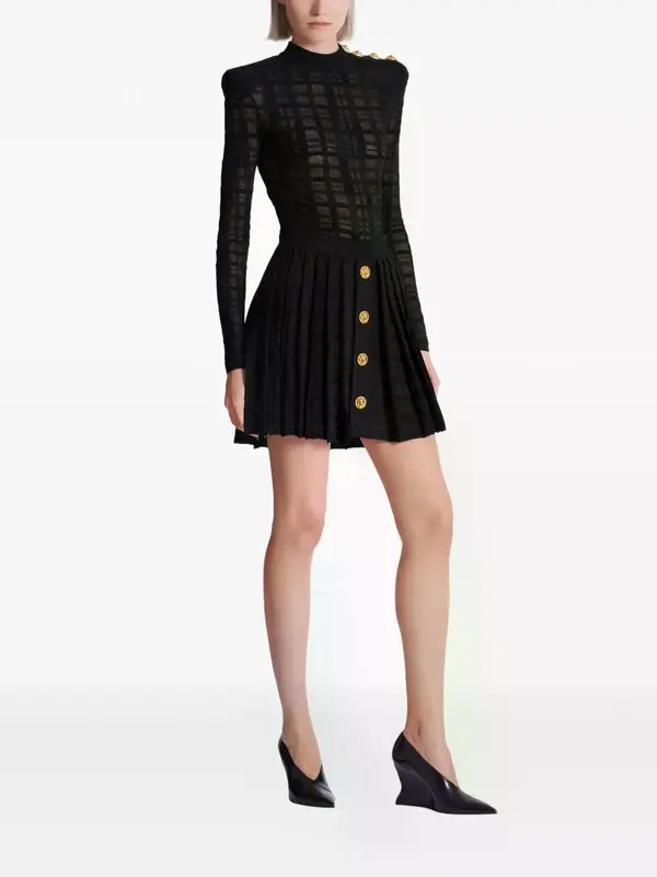 Balmain Plaid Pleated Skirt