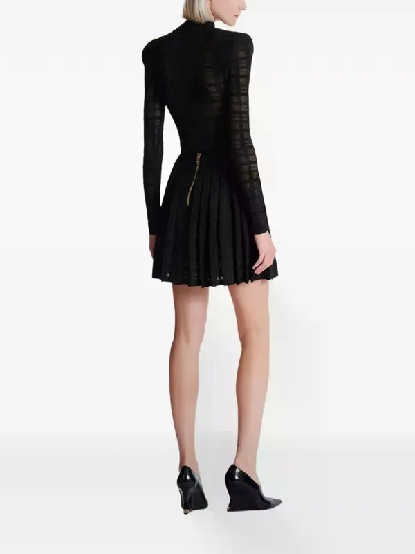 Balmain Plaid Pleated Skirt