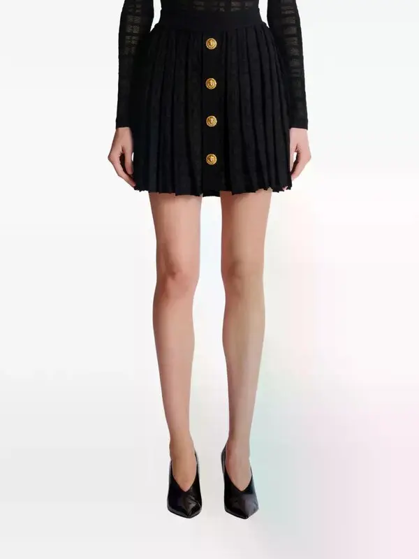 Balmain Plaid Pleated Skirt