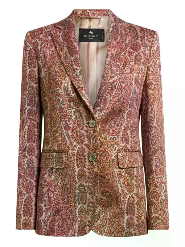 Etro Single-breasted Jacquard Blazer - Red