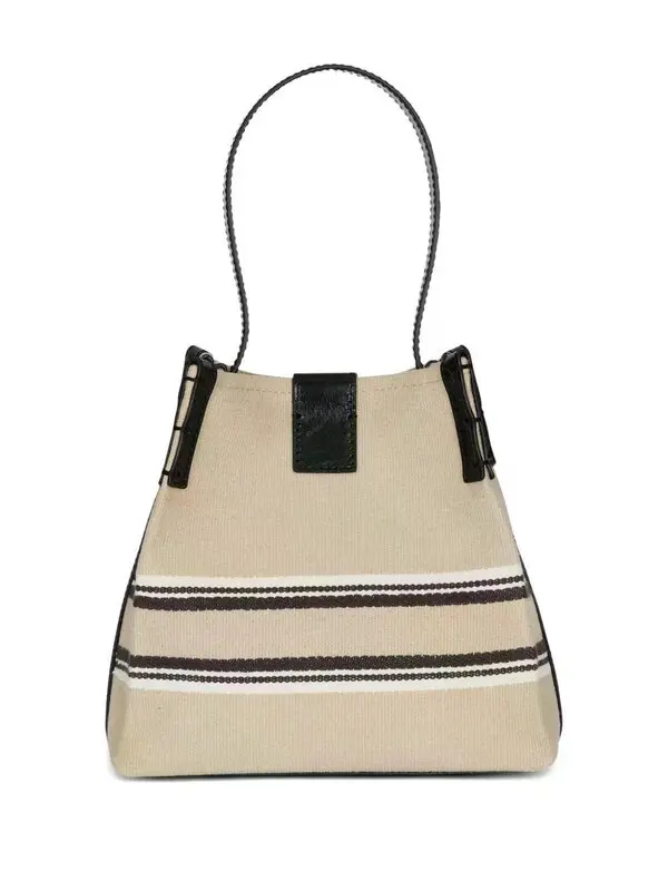 Balmain Striped-detail Bucket Bag - Neutrals
