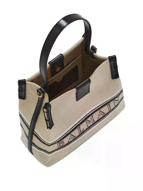 Balmain Striped-detail Bucket Bag - Neutrals