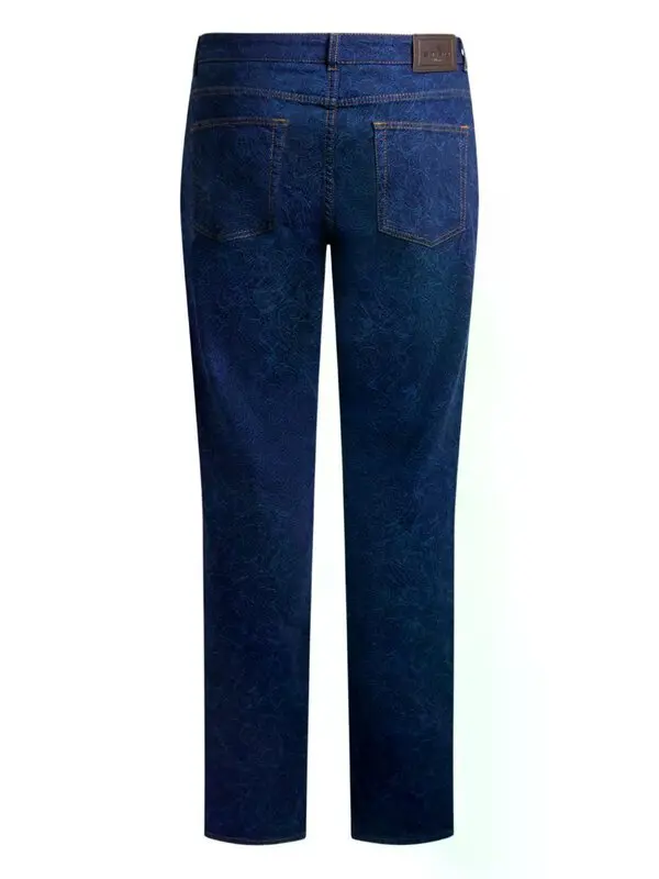 Etro Jacquard Floral Paisley Jeans - Blue