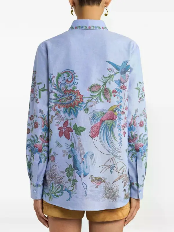 Etro Cotton Shirt With Flora And Fauna Print