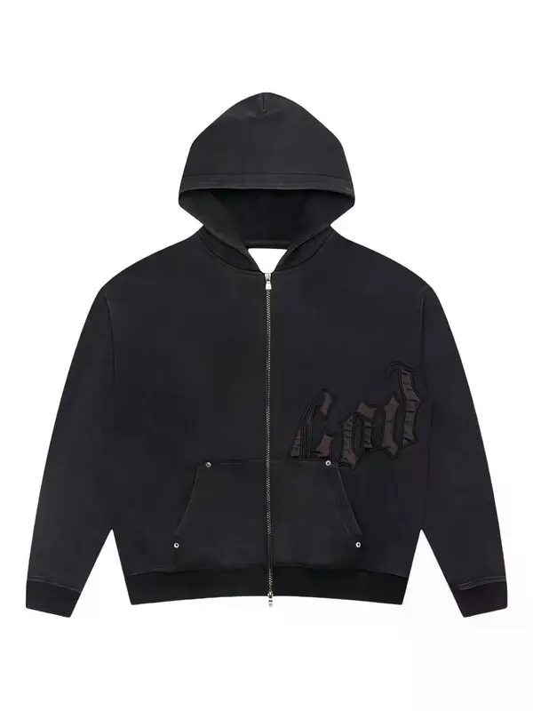 GODSPEED Logo Hooded Zip-up Sweater - Black