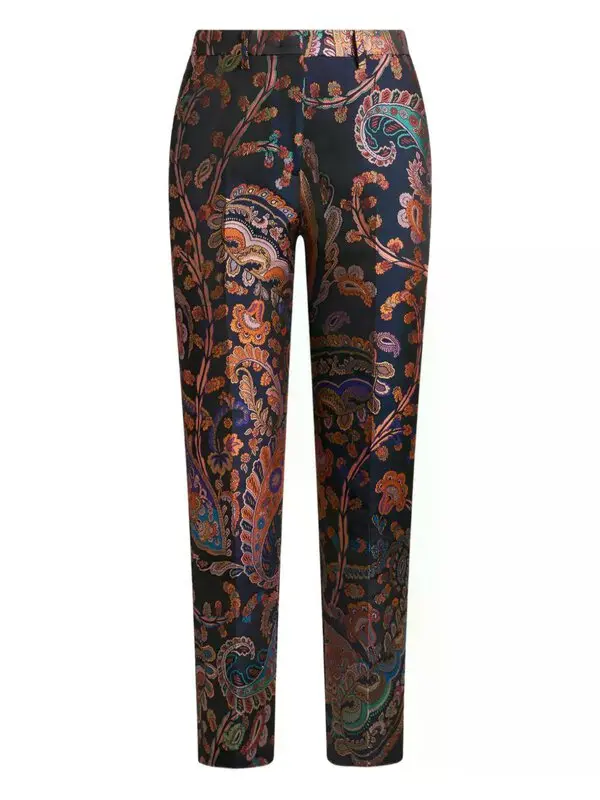 Etro Jacquard Floral-paisley Cigarette Trousers