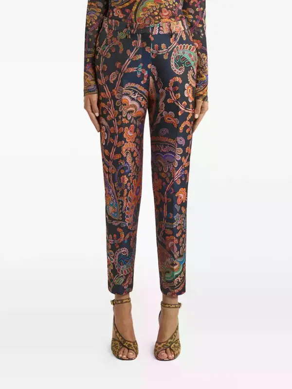 Etro Jacquard Floral-paisley Cigarette Trousers