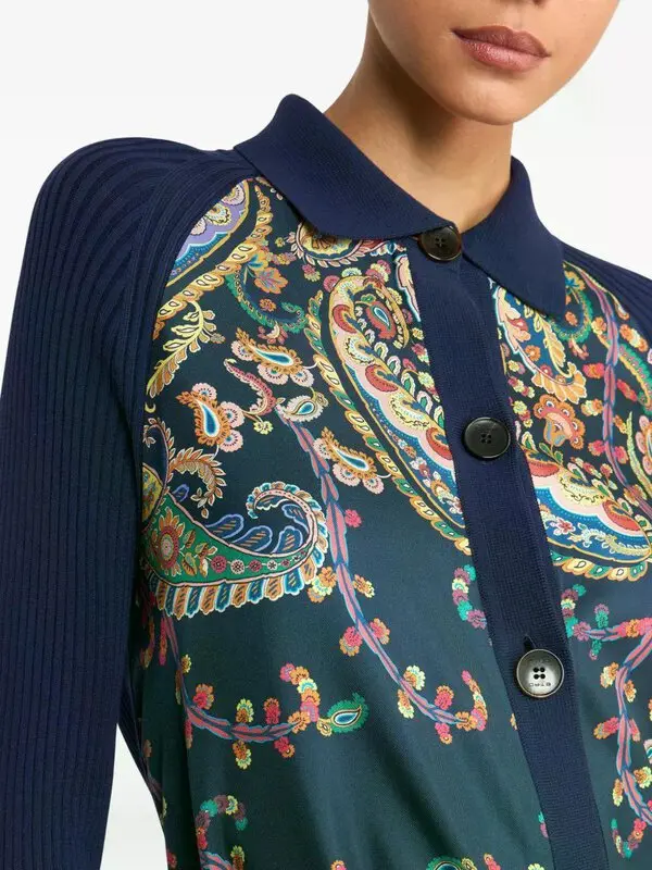 Etro Ribbed Paisley Cardigan - Blue