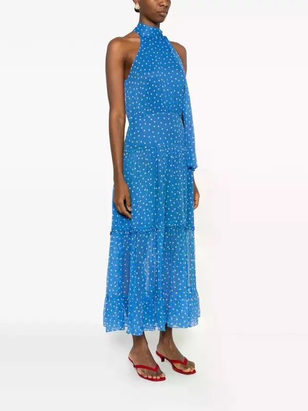 Rixo Polka Dot-pattern Halterneck Maxi Dress