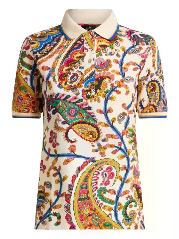 Etro Floral Paisley Polo Top