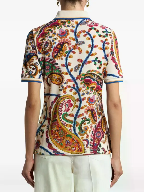 Etro Floral Paisley Polo Top
