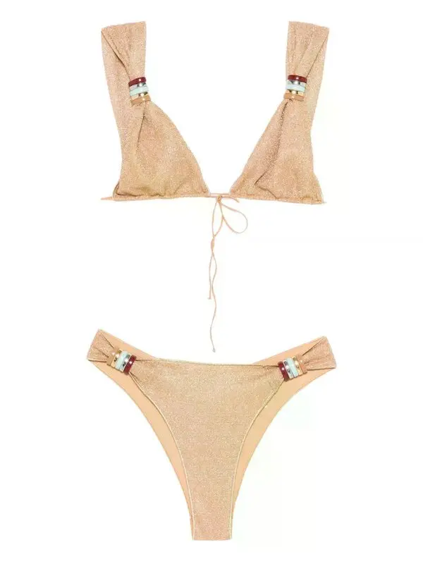 Oseree Embellished Two-piece Swimsuit - Neutrals