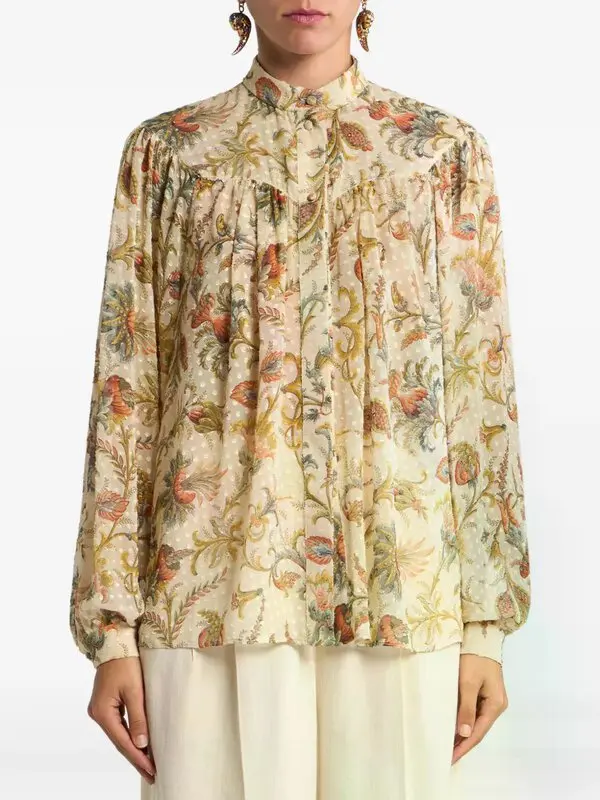 Etro Dotted-effect Floral Top