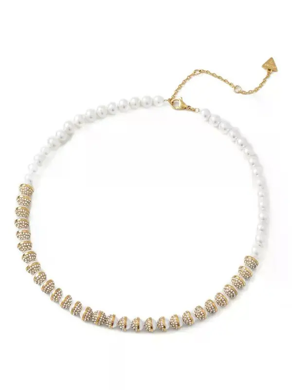 Guess Embellished Pearl Necklace - White