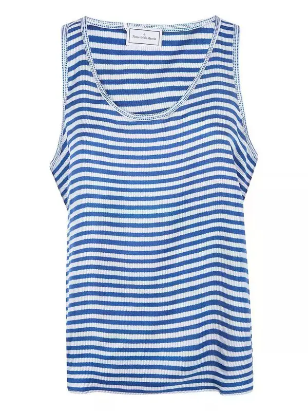 PIERRE-LOUIS MASCIA Striped Silk Tank Top - Blue