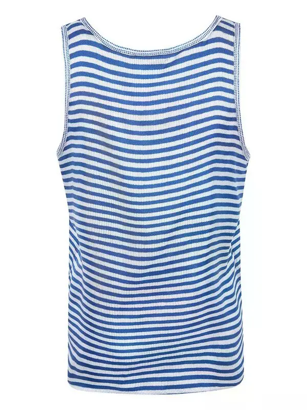 PIERRE-LOUIS MASCIA Striped Silk Tank Top - Blue