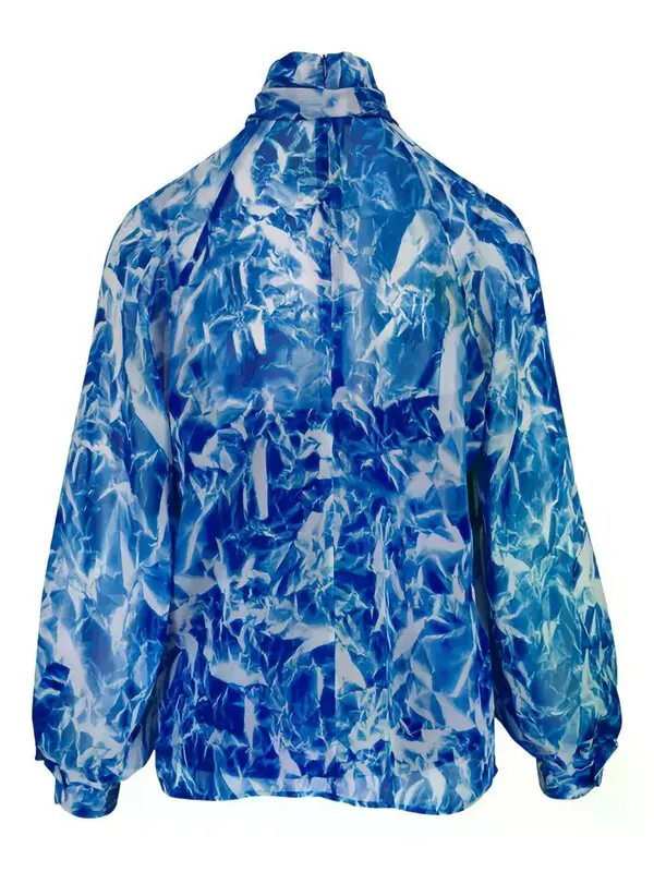 Akris Tie-neck Printed Blouse