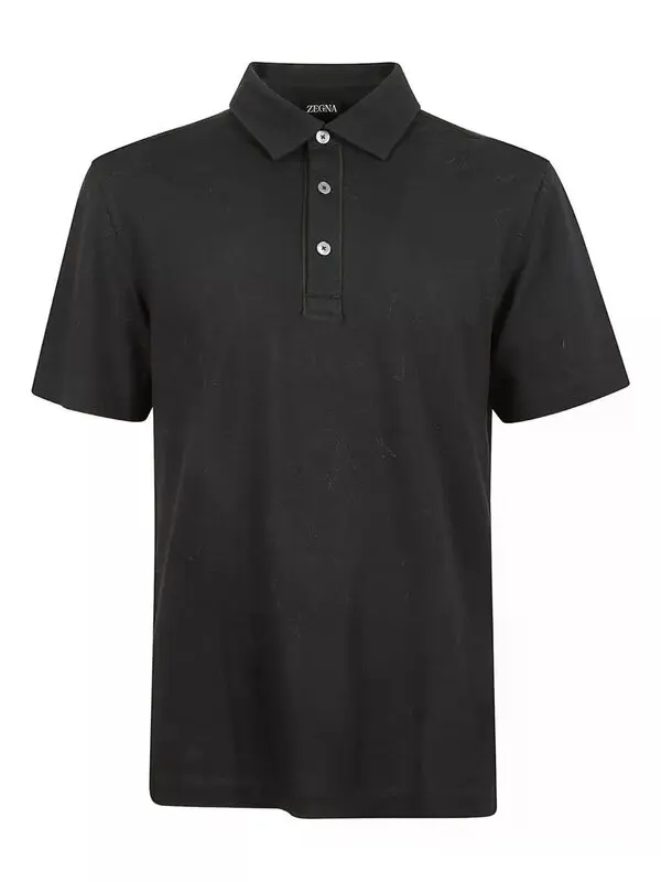 Zegna Buttoned Polo Shirt - Black