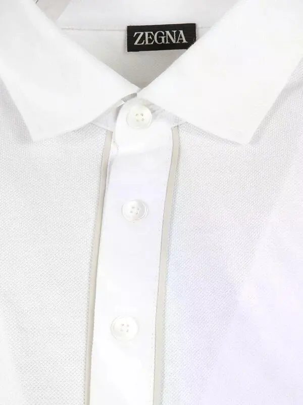 Zegna Buttoned Piped-trim Polo Shirt - White