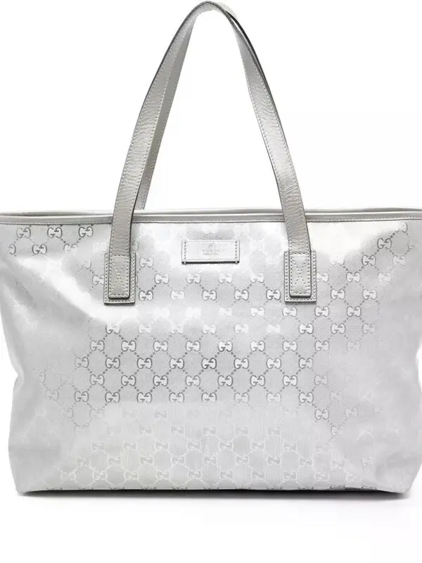 Gucci Gg Imprime Medium Tote Bag - Silver