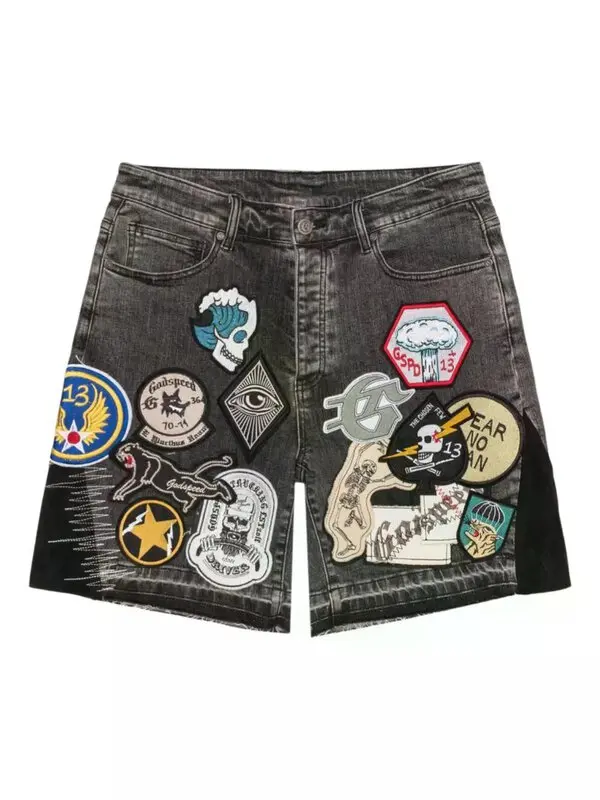 GODSPEED V2 Patchwork Denim Shorts - Grey