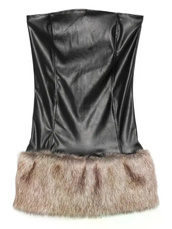 COWBOYS OF HABIT Pamela Faux-fur Mini Dress - Black