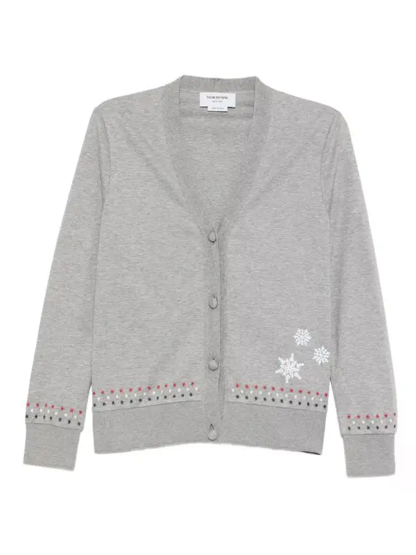 Thom Browne Snowflake-embroidered Cotton Cardigan