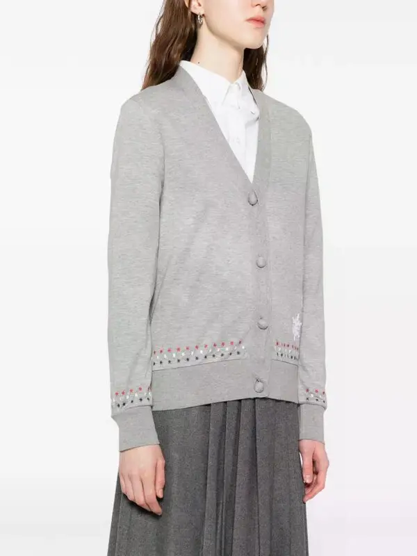Thom Browne Snowflake-embroidered Cotton Cardigan