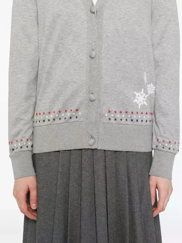 Thom Browne Snowflake-embroidered Cotton Cardigan