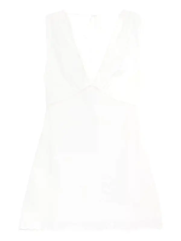 Faithfull The Brand Denise V-neck Scalloped Dress - White