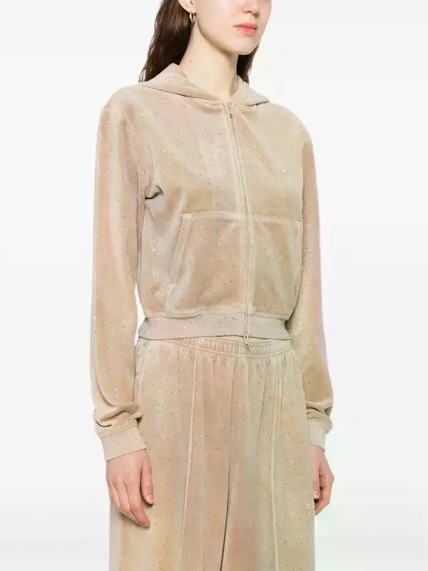 Alexander Wang Crystal-embellished Zipped Hoodie - Neutrals