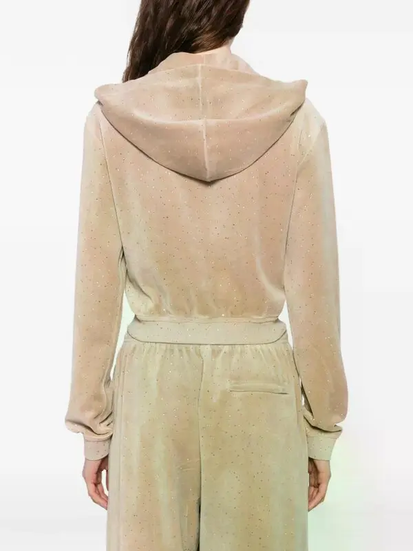 Alexander Wang Crystal-embellished Zipped Hoodie - Neutrals