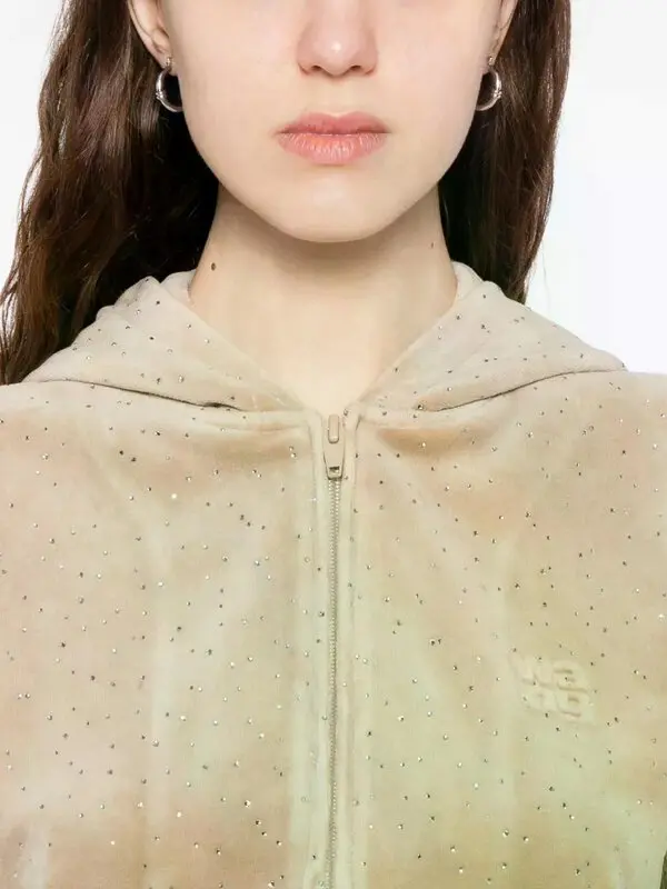 Alexander Wang Crystal-embellished Zipped Hoodie - Neutrals