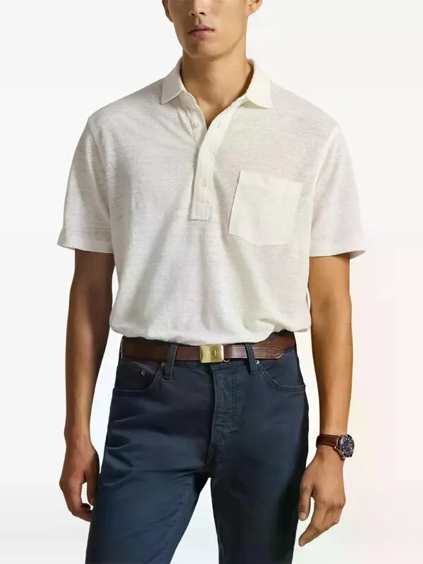 Polo Ralph Lauren Pocket Linen Piqué Polo Shirt - White