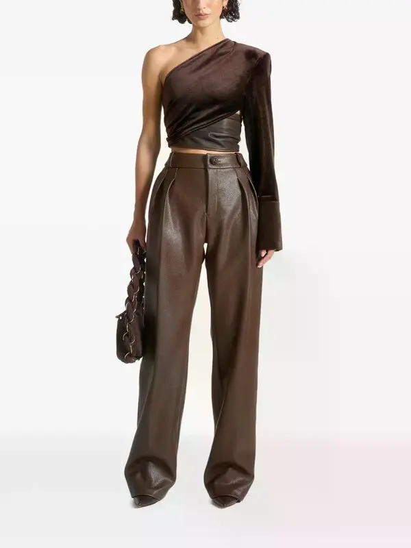 Manière De Voir Coralie One Sleeve Velour Wrap Top - Brown