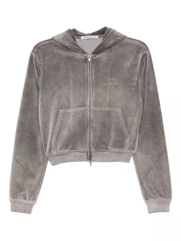 Alexander Wang Crystal-embellished Hoodie - Grey