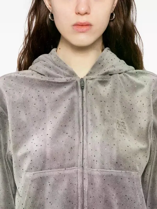 Alexander Wang Crystal-embellished Hoodie - Grey