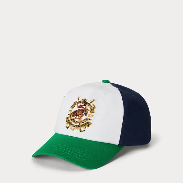 Ralph Lauren Cotton Twill Color-blocked Cap - White Multi