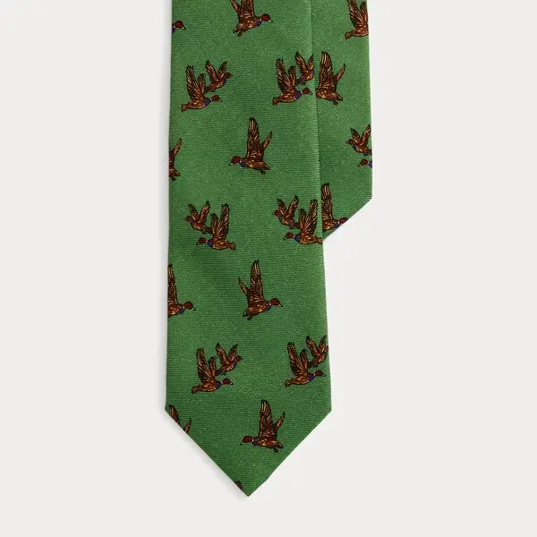 Ralph Lauren Duck-print Wool Challis Standard Neck Tie - Green
