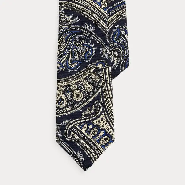 Ralph Lauren Paisley Wool Challis Neck Tie - Navy