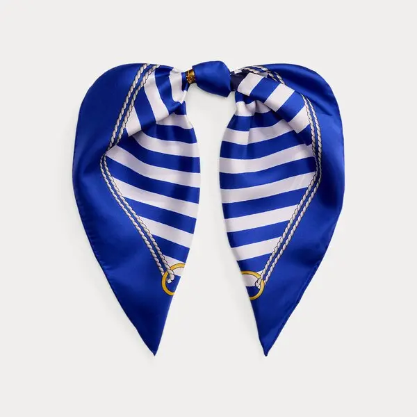 Ralph Lauren Striped Anchor-crest Silk Square Scarf - Cruise Royal