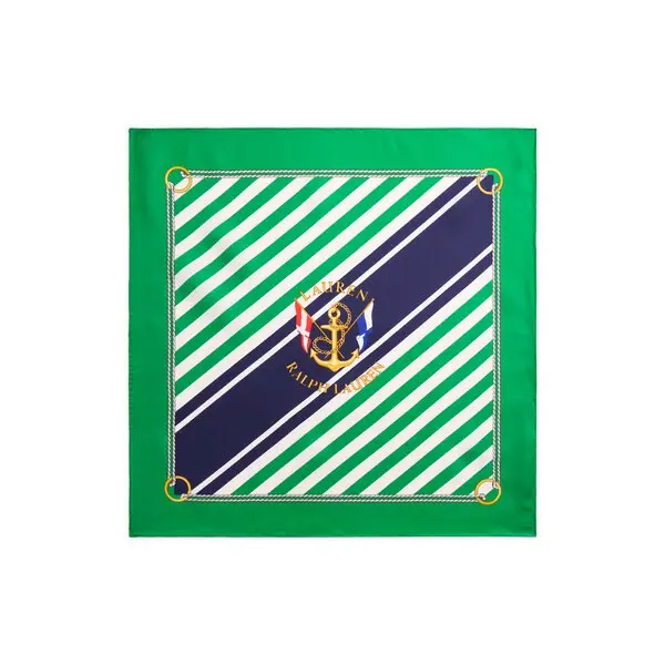 Ralph Lauren Striped Anchor-crest Silk Square Scarf