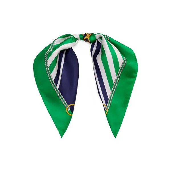 Ralph Lauren Striped Anchor-crest Silk Square Scarf