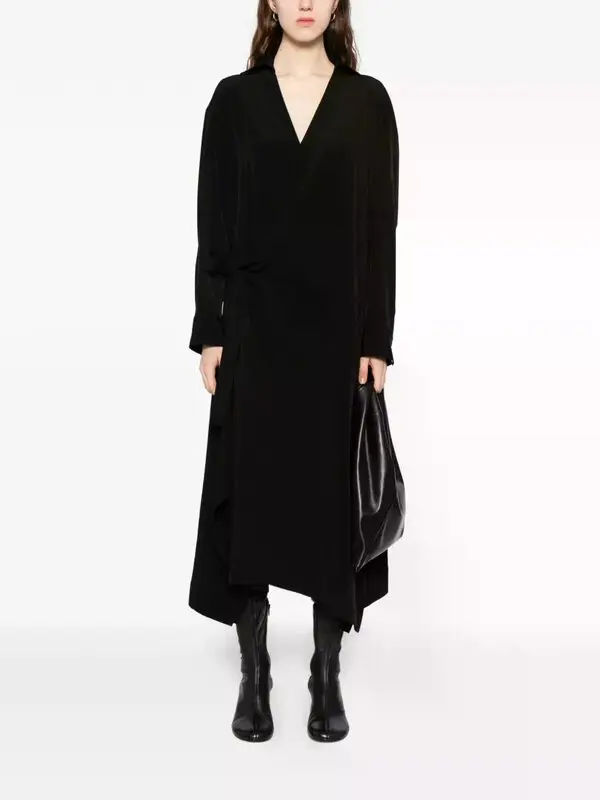 Yohji Yamamoto Crepe De Chine Wrap Dress