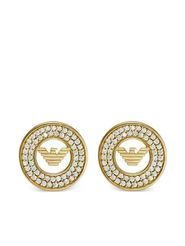 Emporio Armani Logo Stud Earrings - Gold