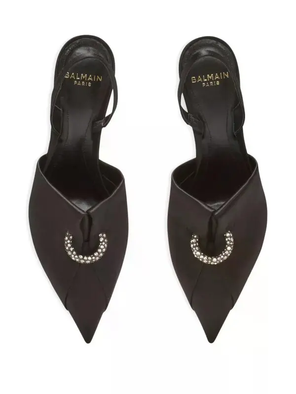 Balmain Piercing-detail Satin Pumps