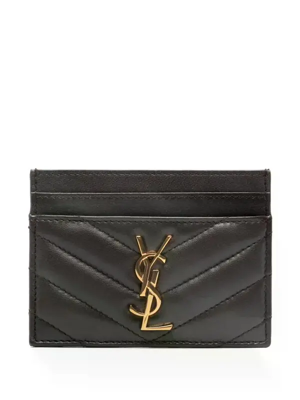 Saint Laurent Chevron Logo Card Holder - Grey